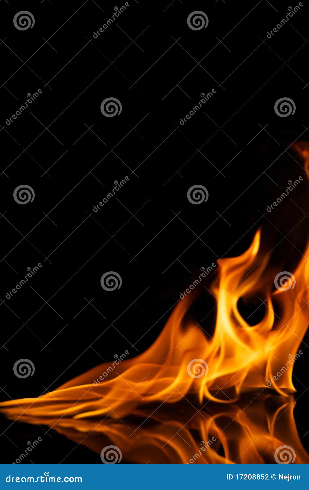 Stylish Fire Flames Reflected in Water Stock Photo - Image of copy ...