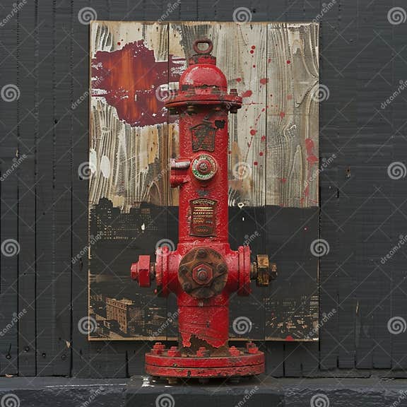 Stylish Fire Hydrant with Informative Board Stock Illustration ...