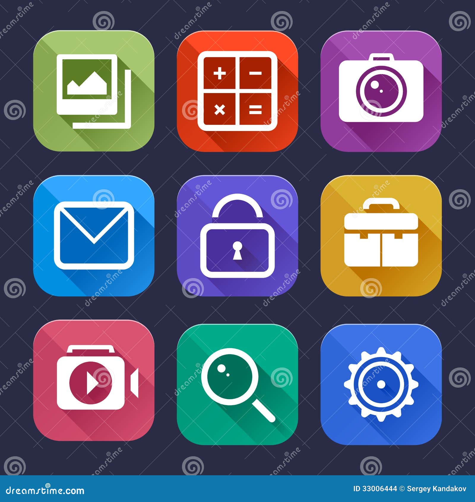 Stylish flat icons stock vector. Illustration of multimedia - 33006444