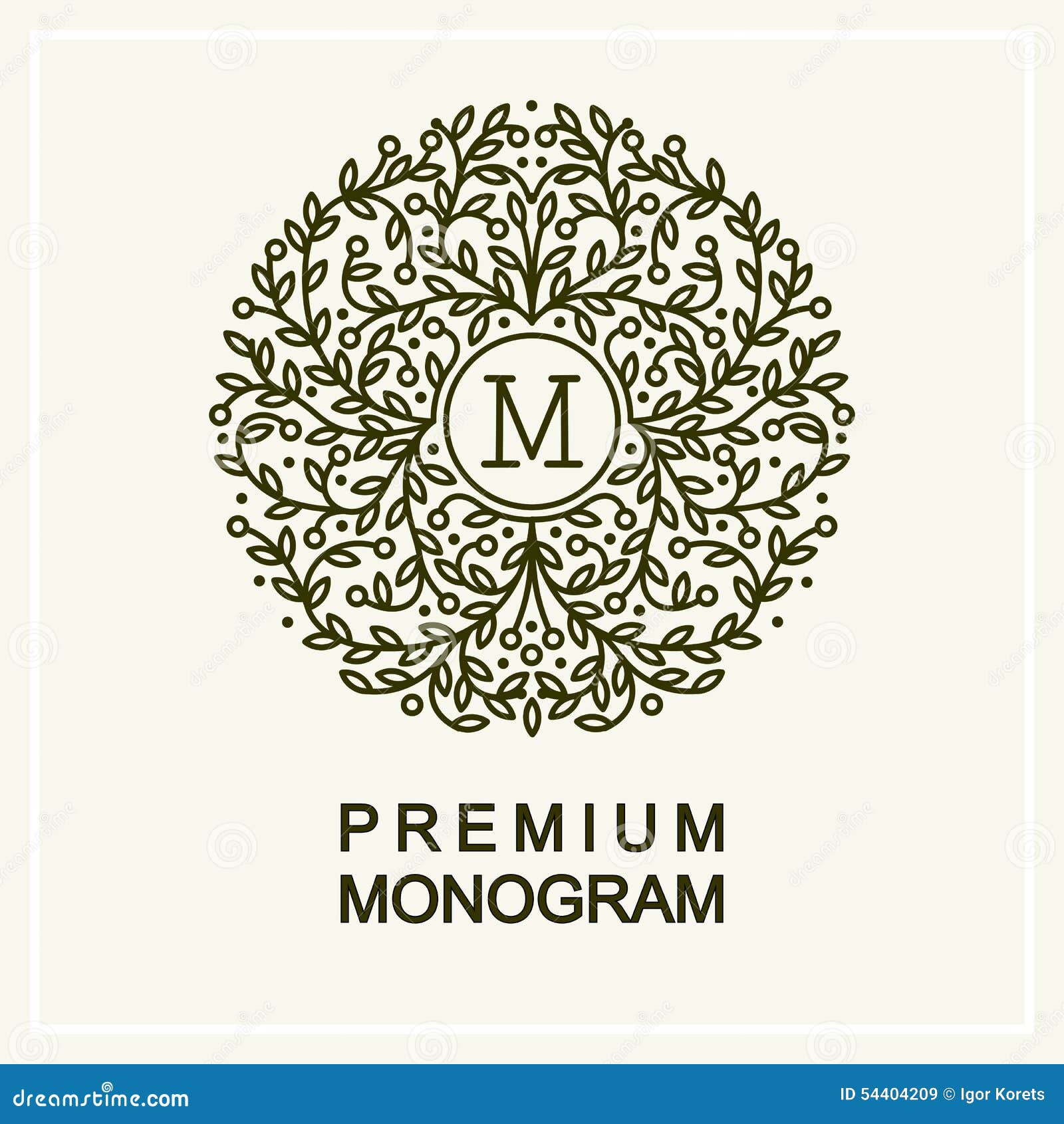 Stylish Floral Monogram , Line Art Stock Vector - Illustration of cute ...