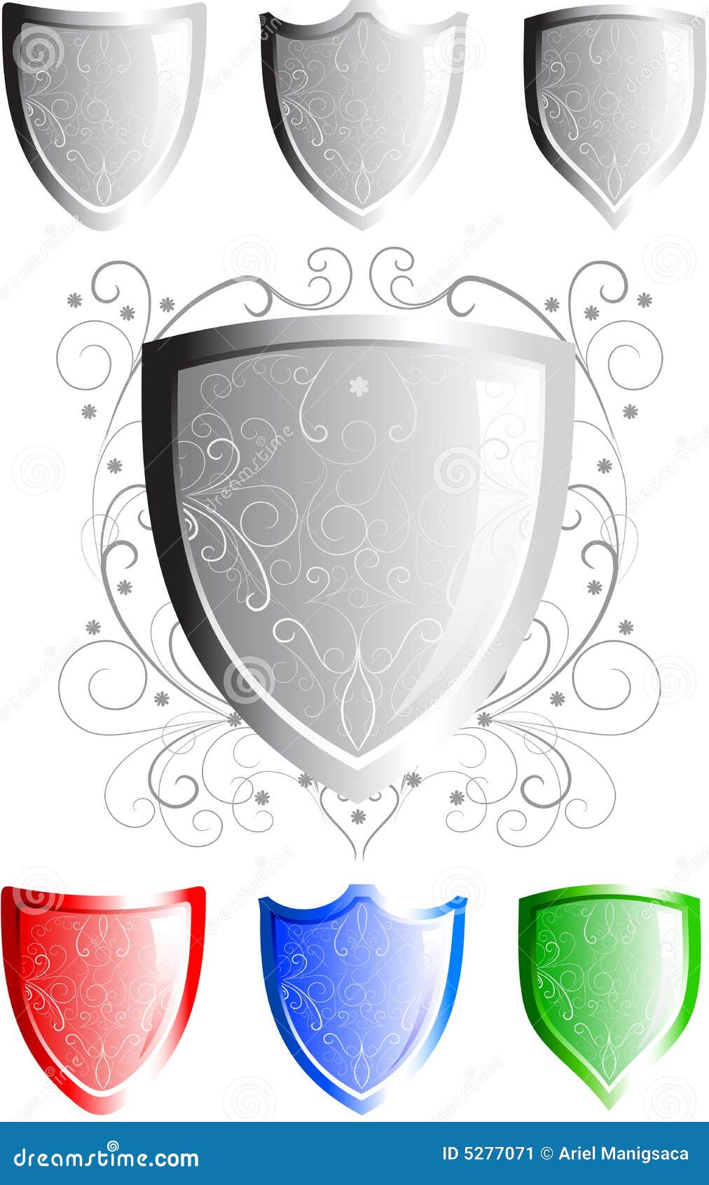 Stylish Floral Shield stock vector. Illustration of green - 5277071