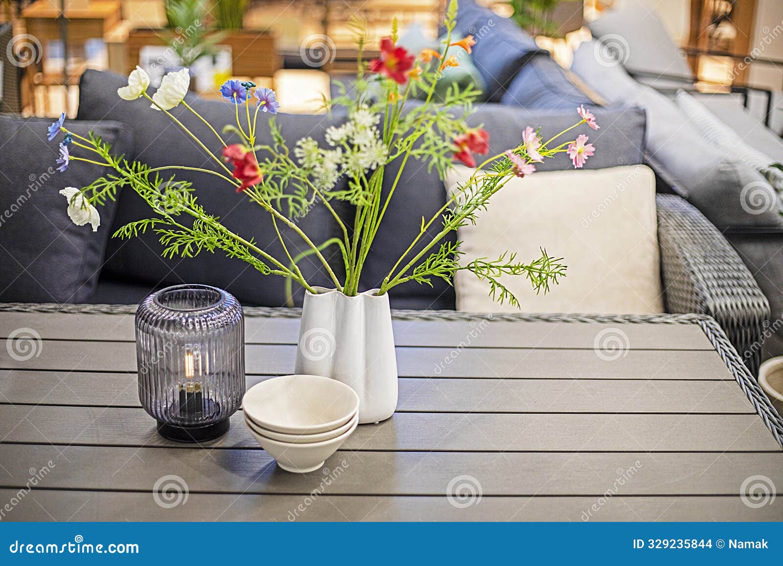 Stylish Flower Pots on the Shelf in the House. Stock Photo - Image of ...
