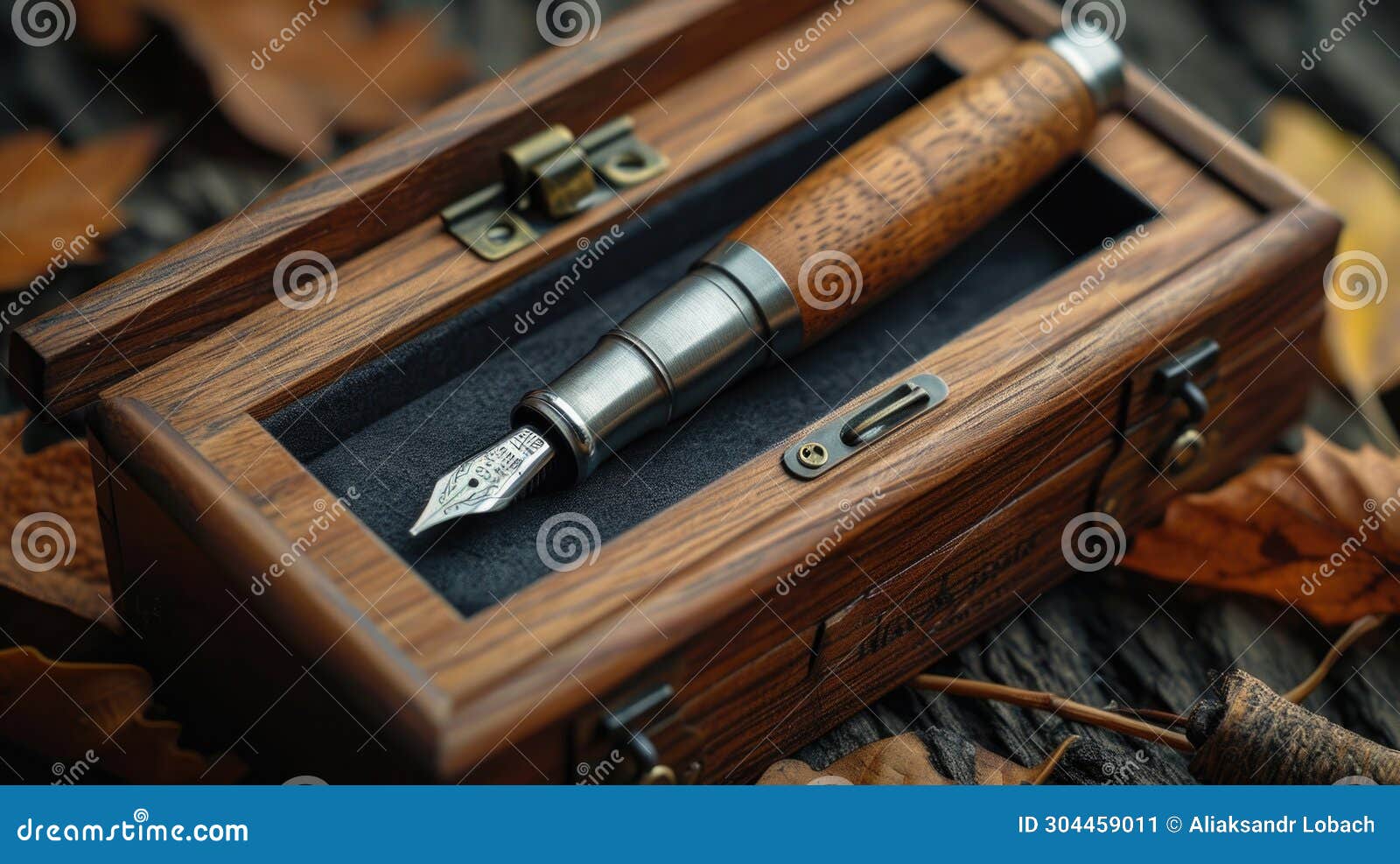 Stylish Fountain Pen with a Stylish Box on the Table Stock Illustration ...
