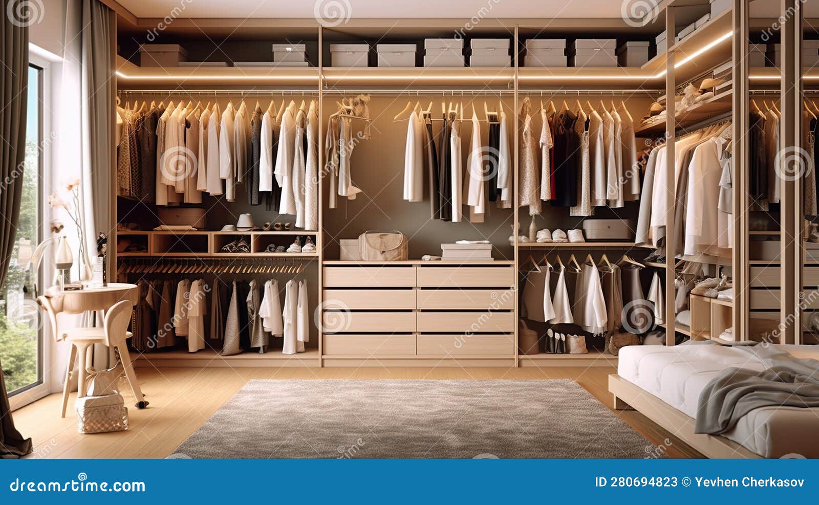 Stylish Wardrobe for Clothes. Created with Generative AI Stock ...