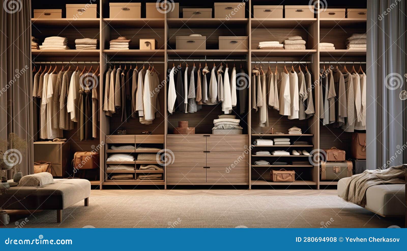 Stylish Wardrobe for Clothes. Created with Generative AI Stock ...