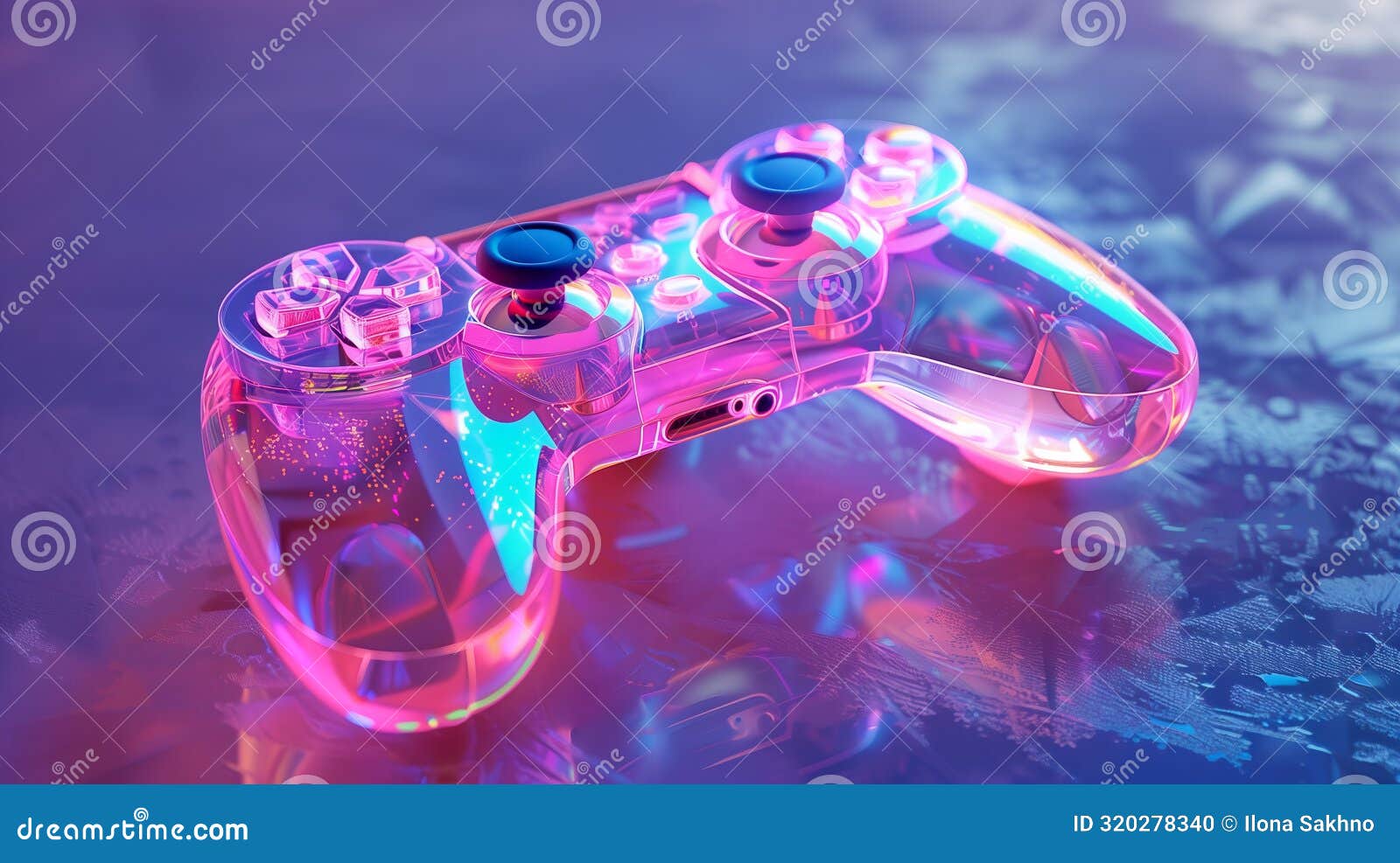 Stylish Gaming Transparent Controller in Neon Light Stock Illustration ...