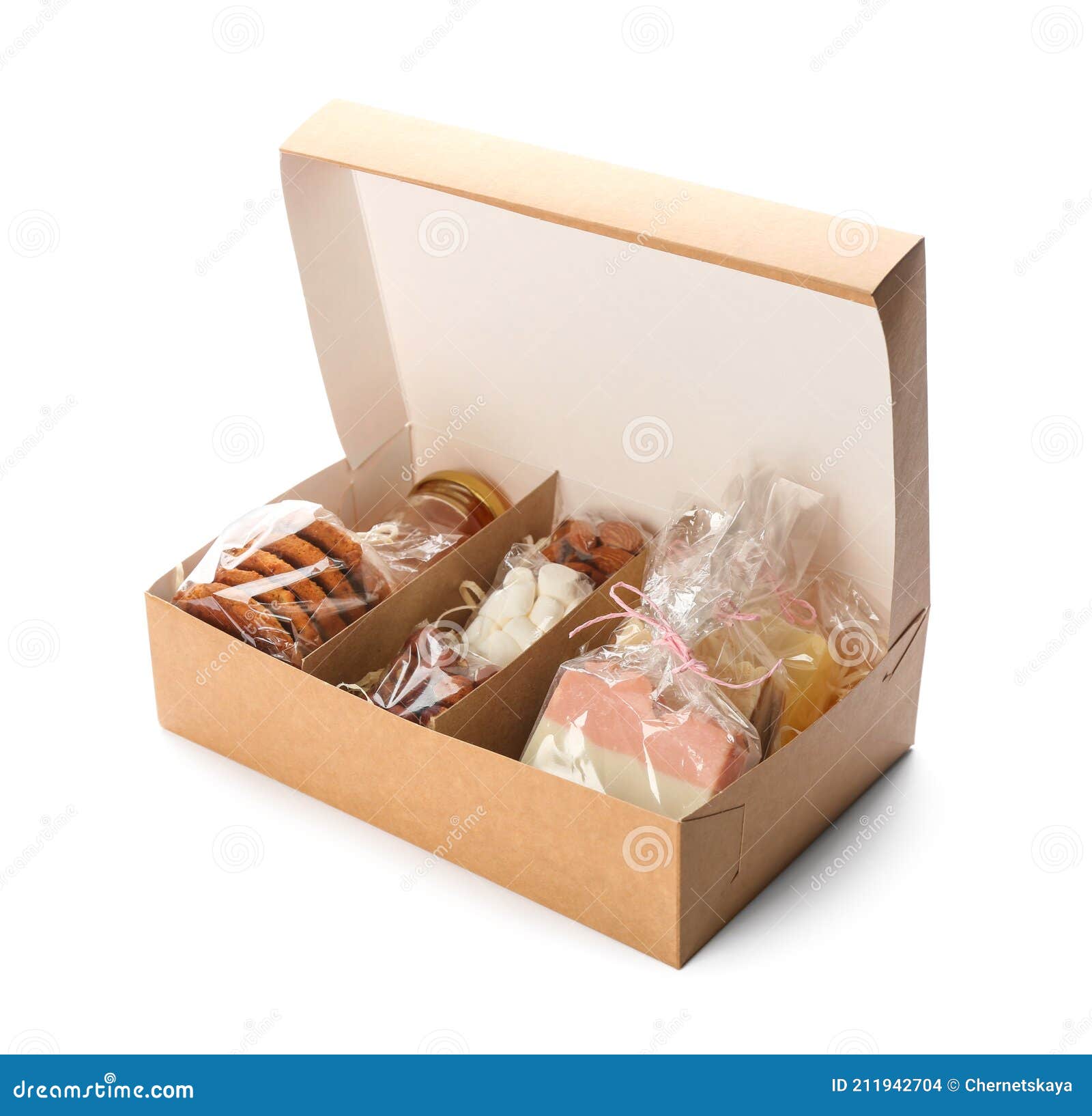 Stylish Gift Set in Box Isolated on White Stock Photo - Image of ...