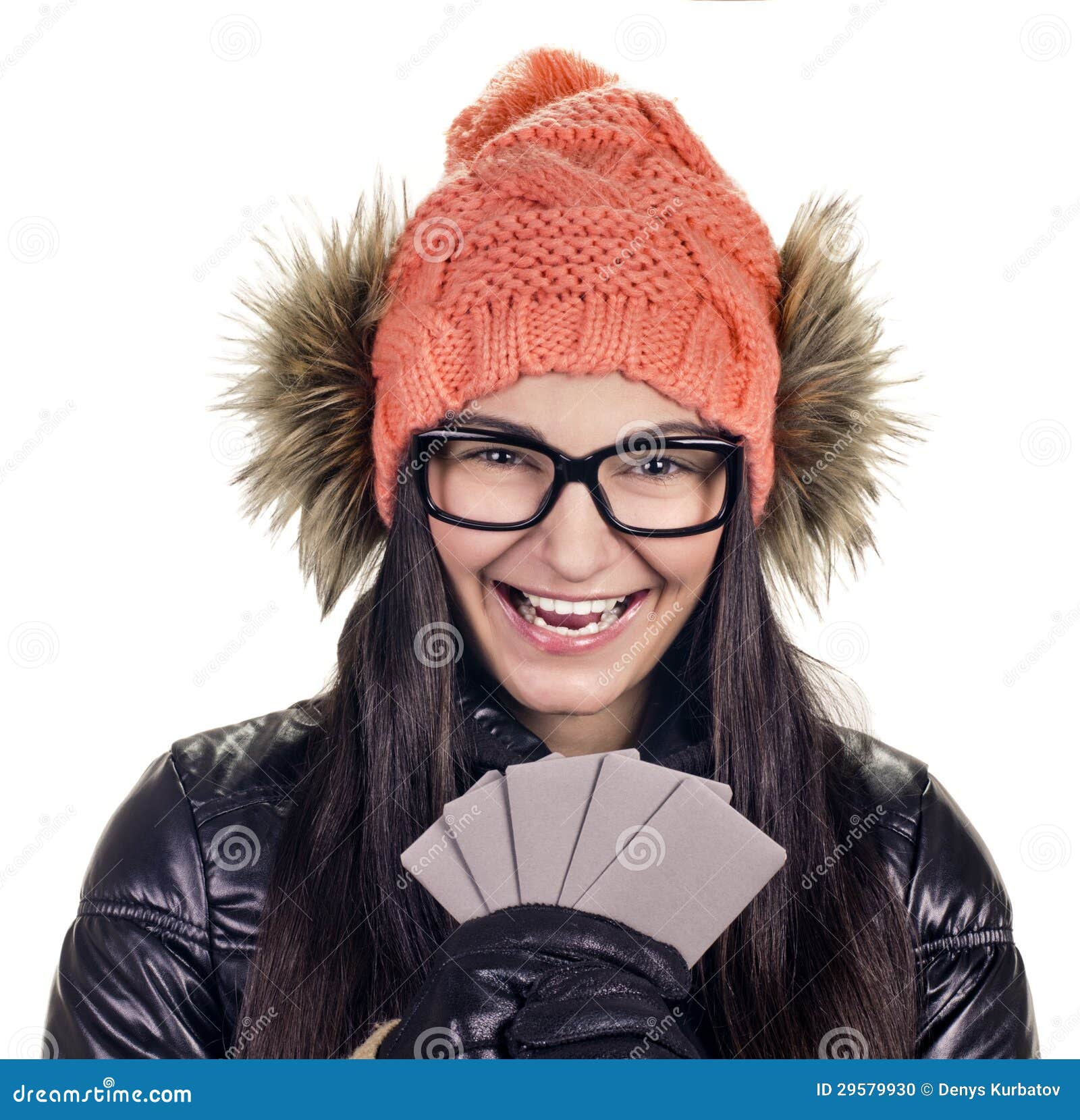 Stylish Girl with Credit Card Stock Photo - Image of copyspace, glove ...