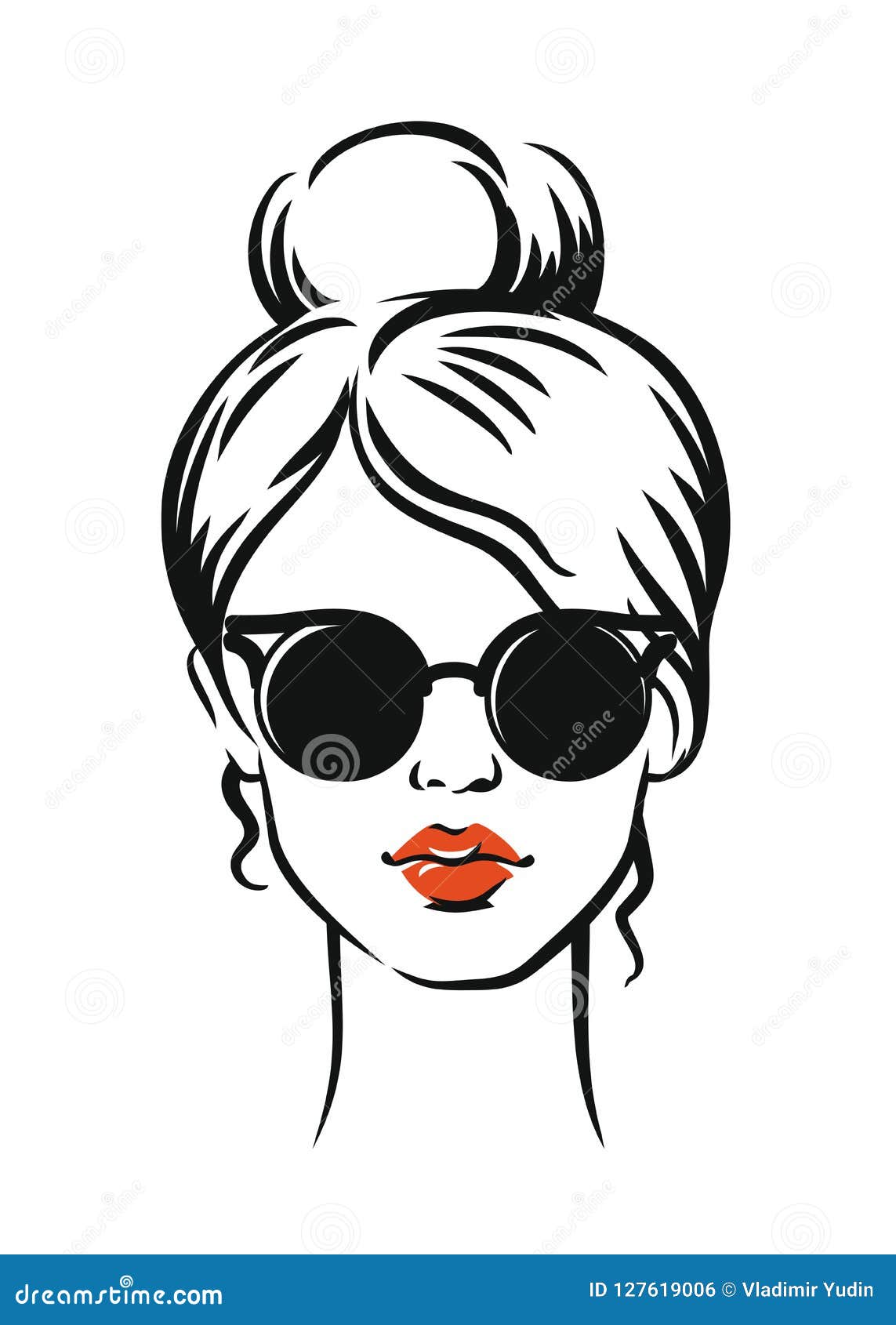 Stylish Girl In Glasses Stock Vector Illustration Of Beautiful 127619006