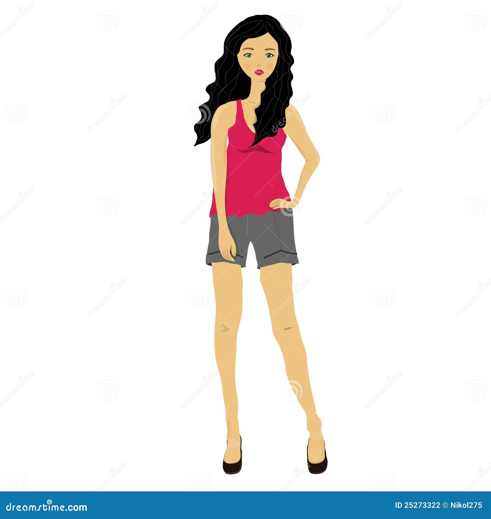 Stylish girl in shorts stock vector. Illustration of garment - 25273322