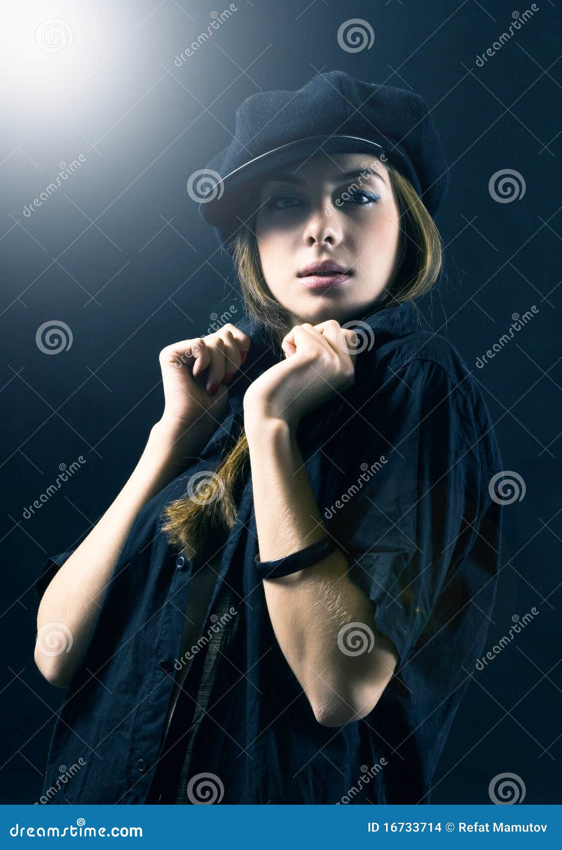 Stylish girl wearing cap stock photo. Image of beauty - 16733714