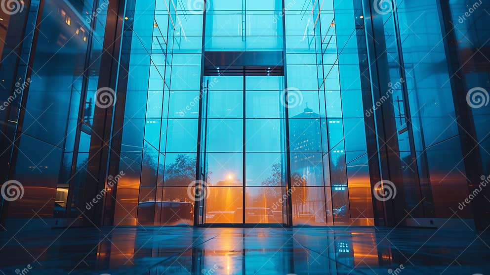 Stylish Glass Loft Space Boasts High-tech Elevator Doors for Convenience Stock Photo - Image of ...