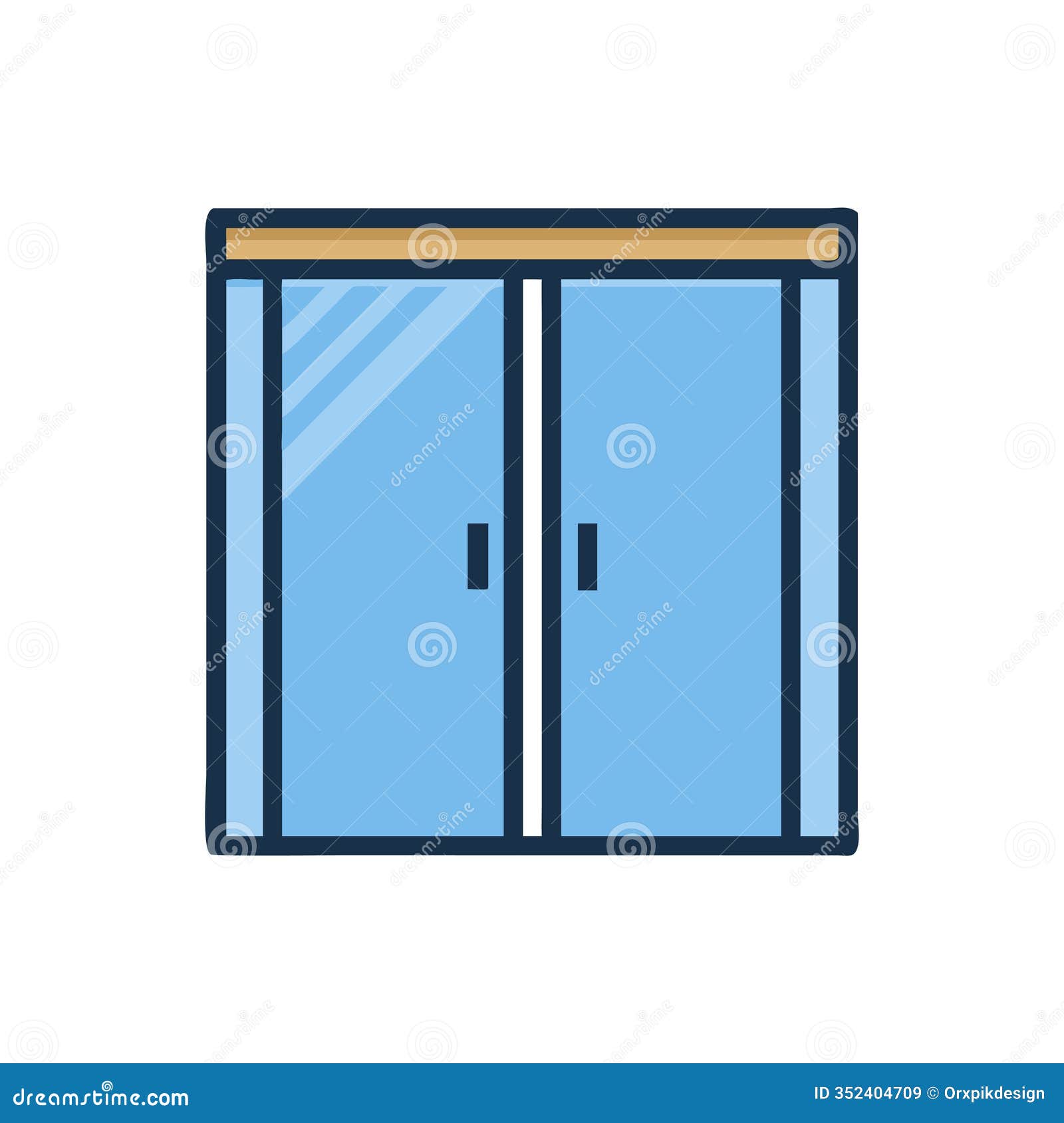 Stylish Glass Sliding Door Icon for Architecture Stock Illustration ...