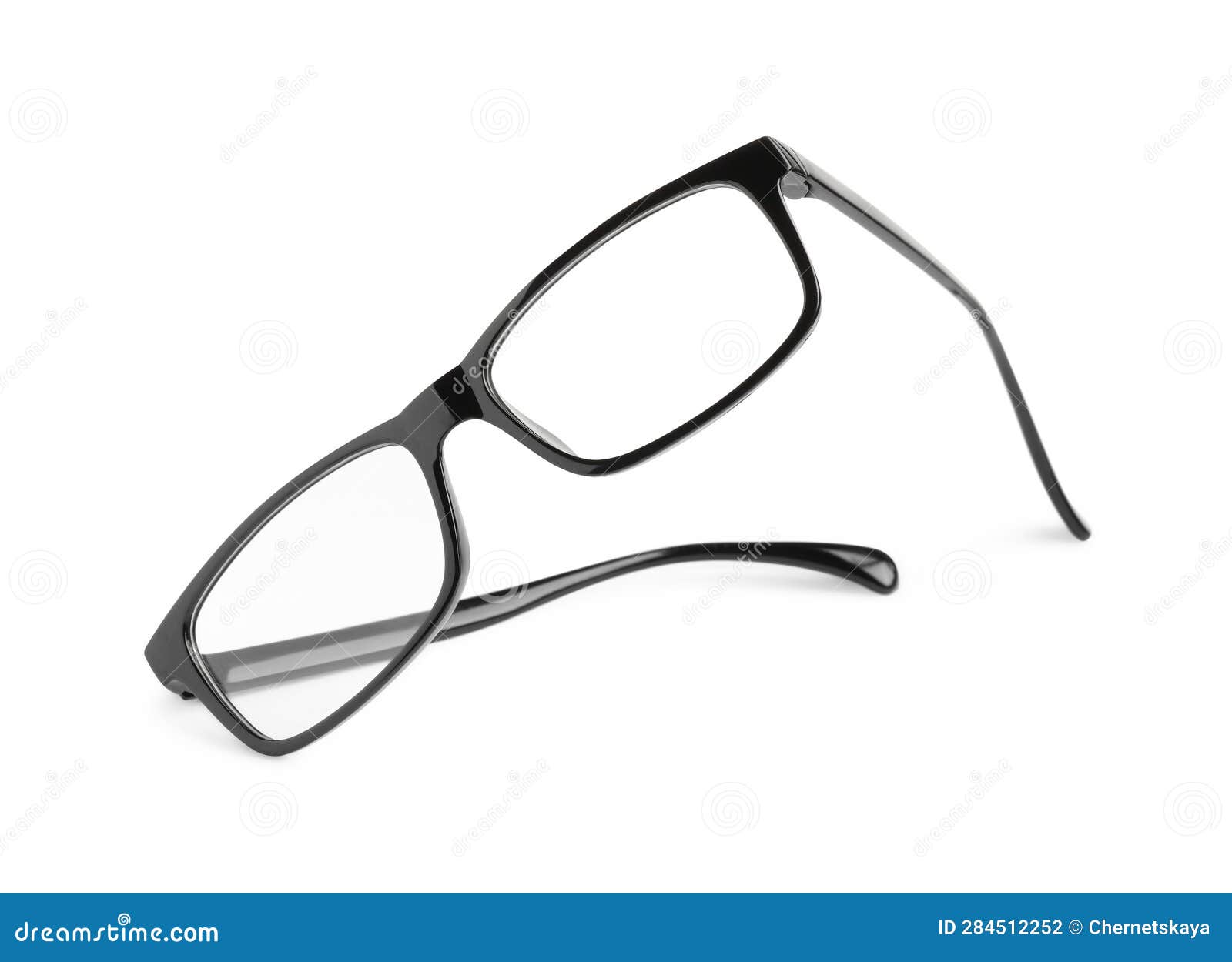 Stylish Glasses with Black Frame Isolated on White Stock Photo - Image ...