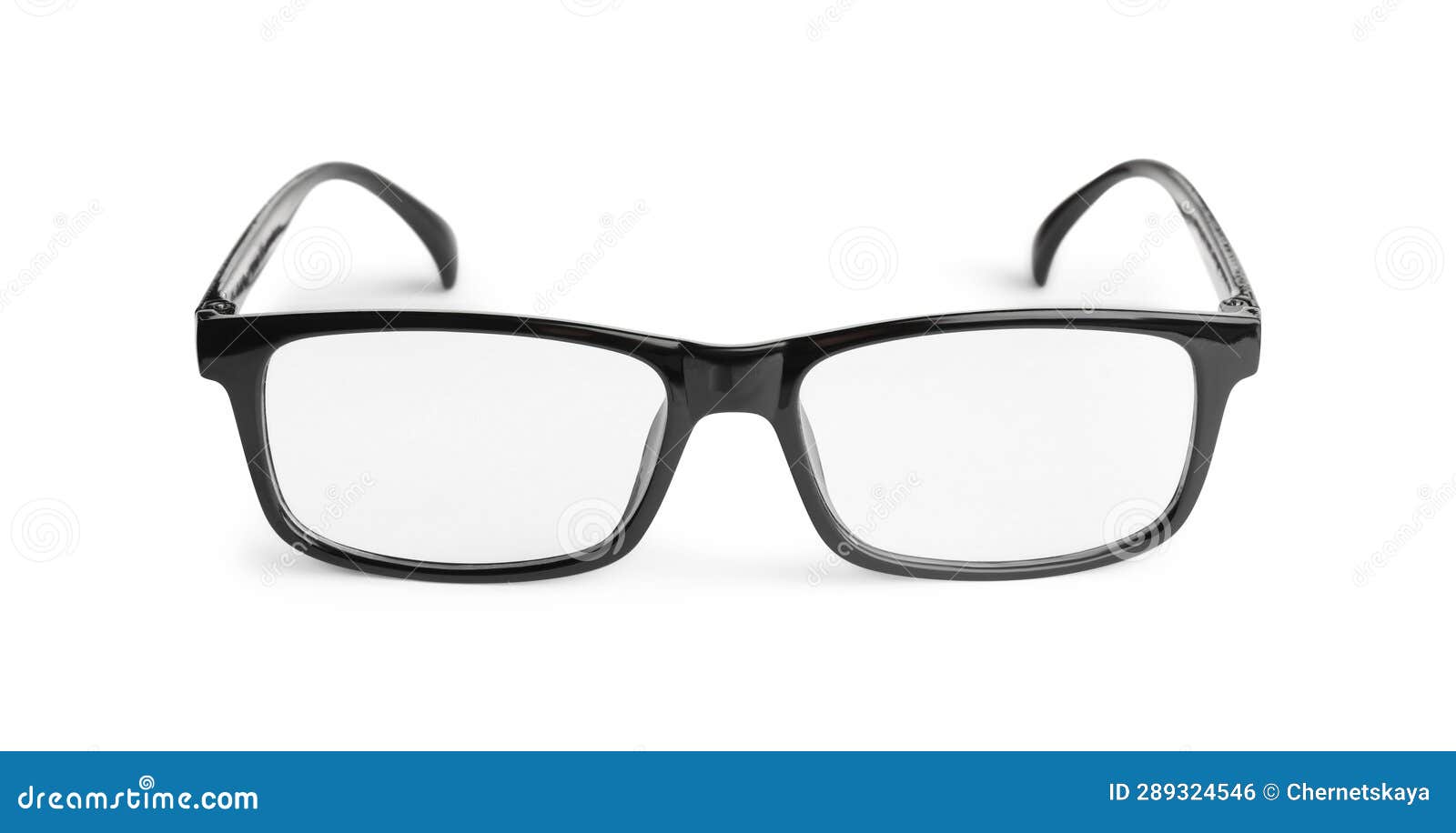 Stylish Glasses with Black Frame Isolated on White Stock Photo - Image ...