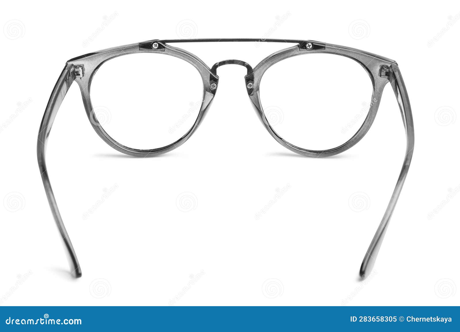 Stylish Glasses with Grey Frame Isolated on White Stock Image - Image ...
