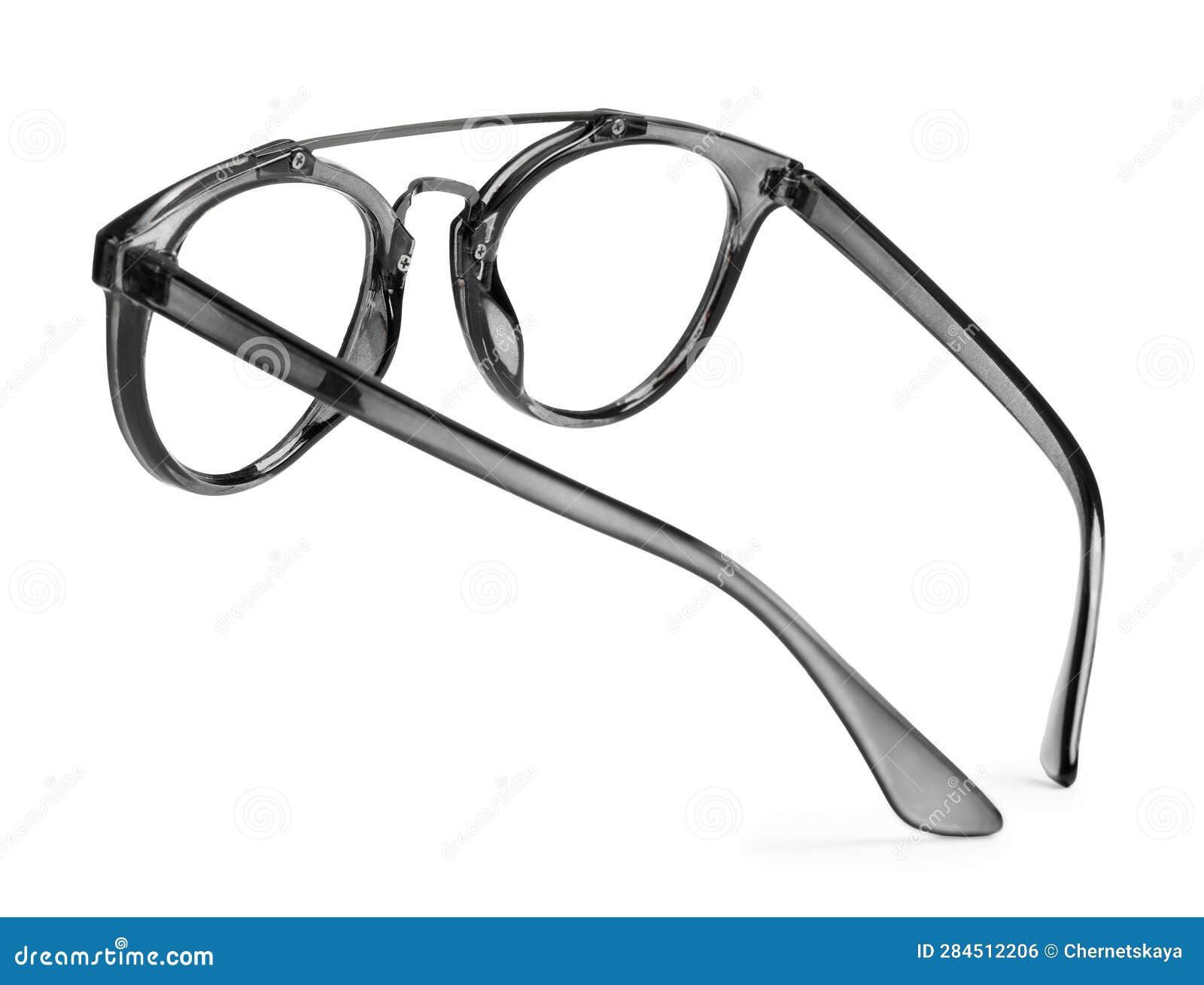 Stylish Glasses with Grey Frame Isolated on White Stock Photo - Image ...