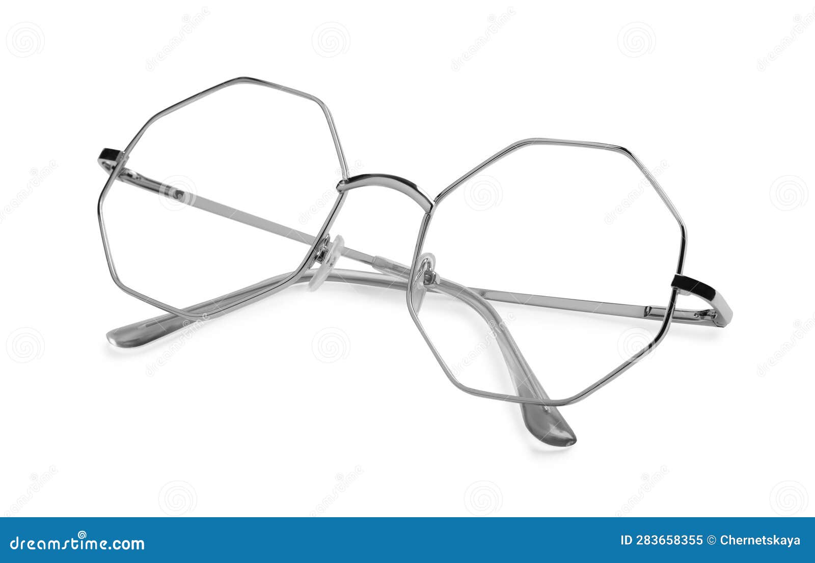 Stylish Glasses with Metal Frame Isolated on White Stock Image - Image ...
