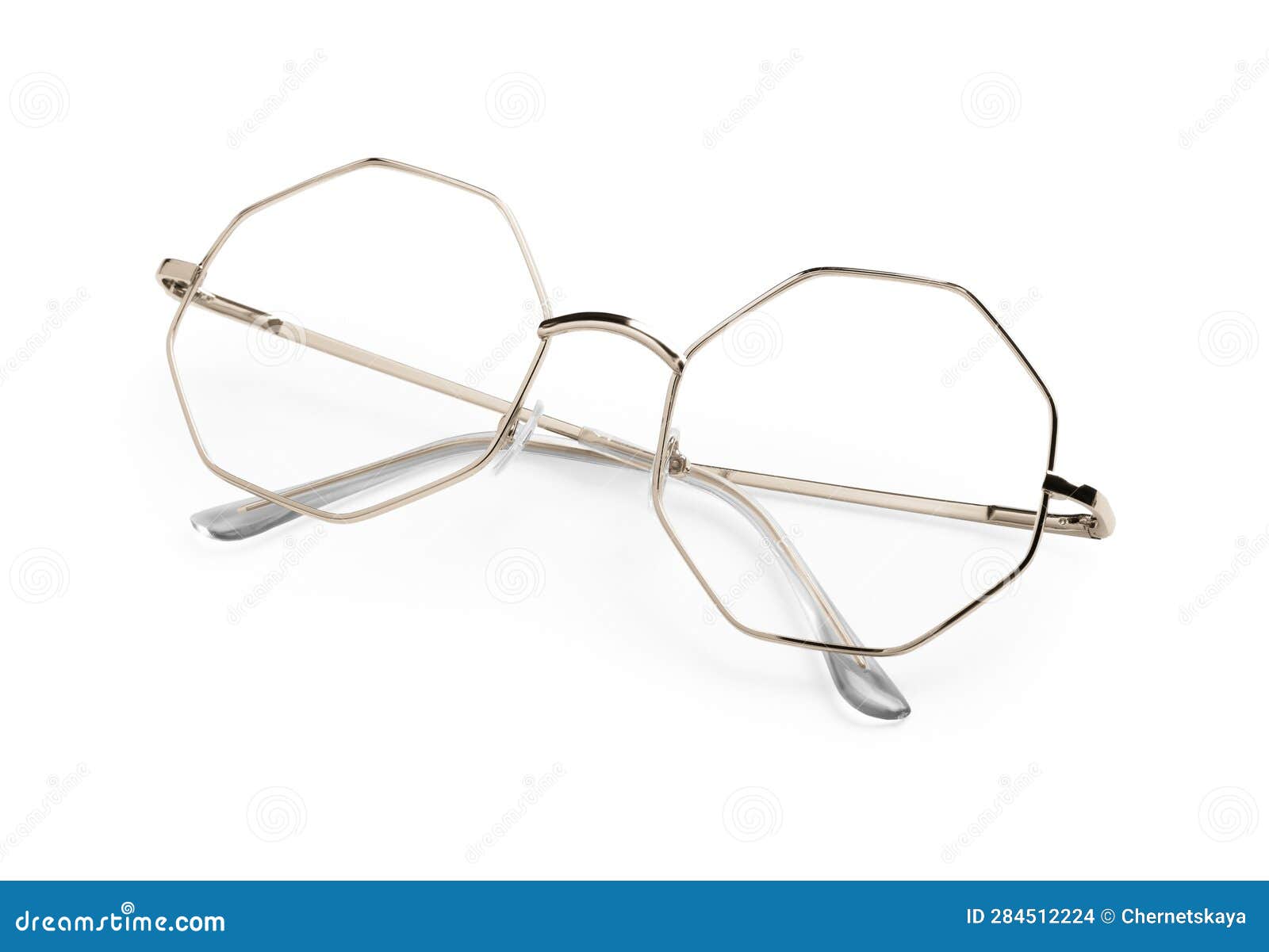 Stylish Glasses with Metal Frame Isolated on White Stock Photo - Image ...