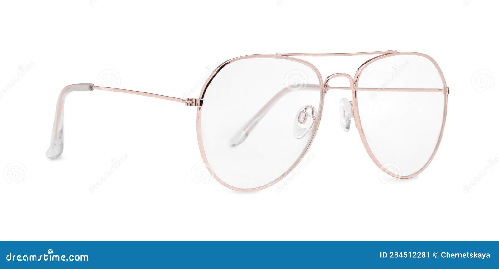 Stylish Glasses with Metal Frame Isolated on White Stock Image - Image ...