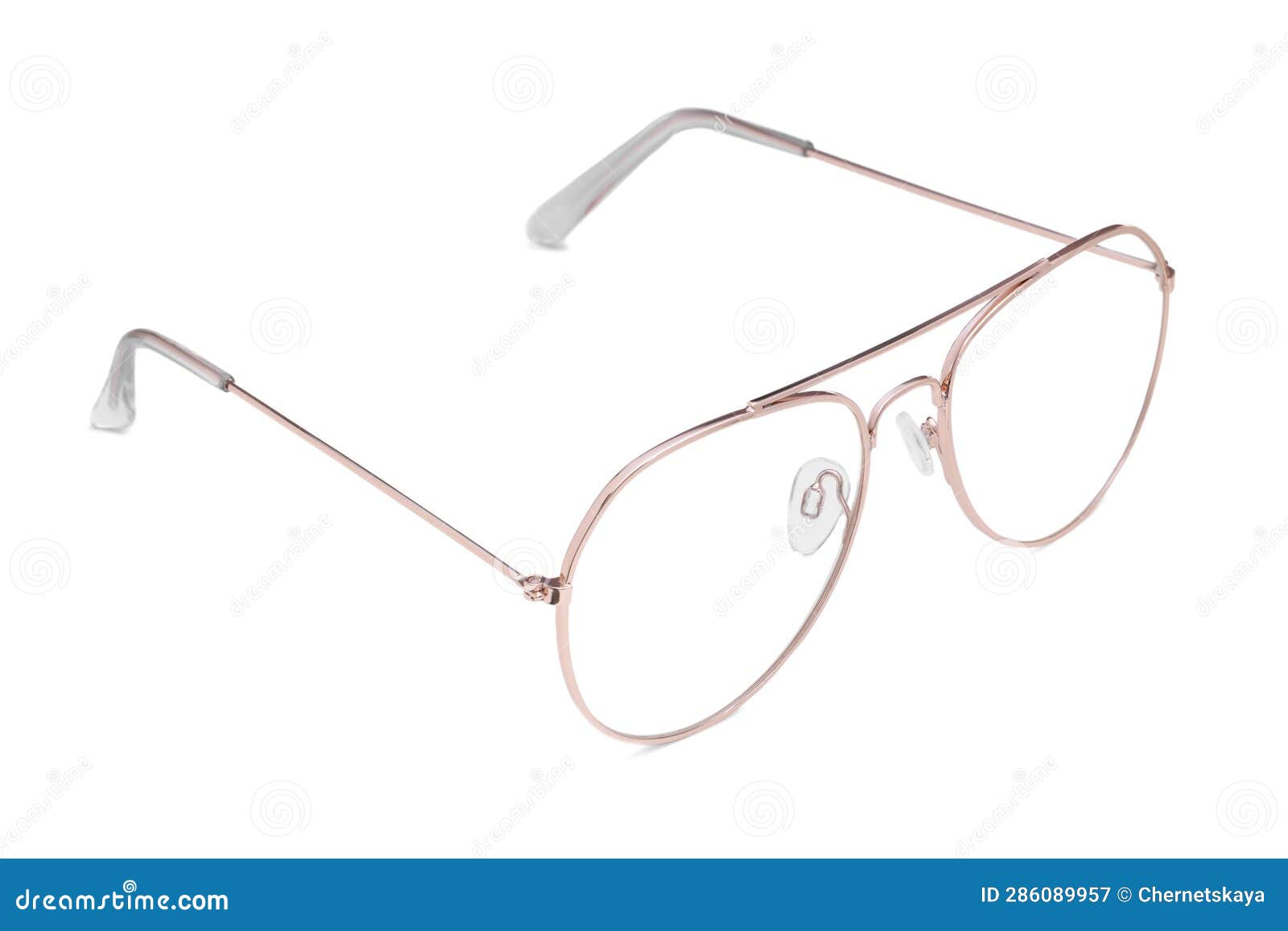 Stylish Glasses with Metal Frame Isolated on White Stock Image - Image ...