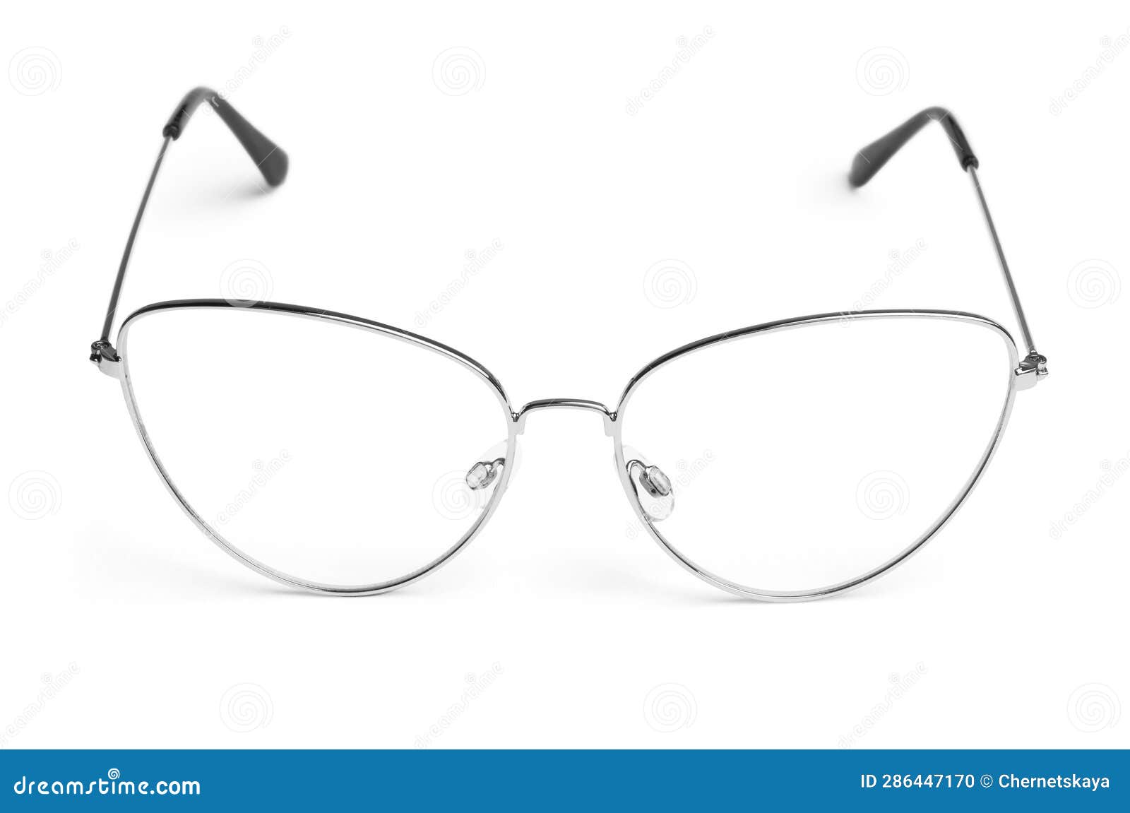 Stylish Glasses with Metal Frame Isolated on White Stock Photo - Image ...