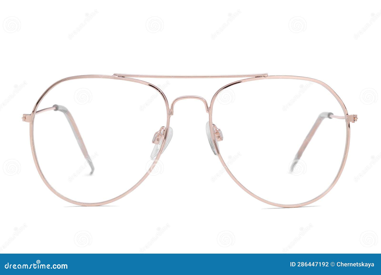 Stylish Glasses with Metal Frame Isolated on White Stock Photo - Image ...