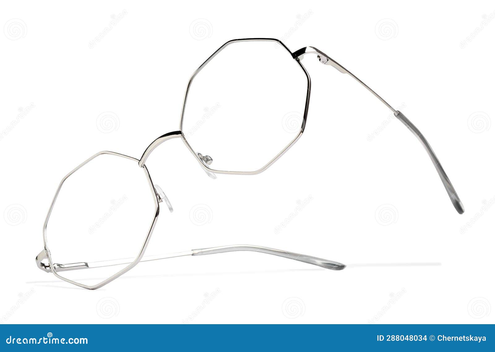 Stylish Glasses with Metal Frame Isolated on White Stock Photo - Image ...