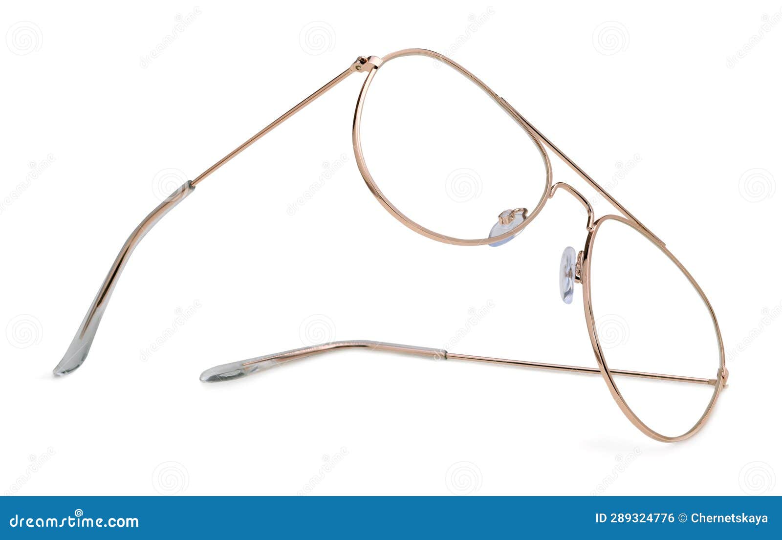 Stylish Glasses with Metal Frame Isolated on White Stock Photo - Image ...