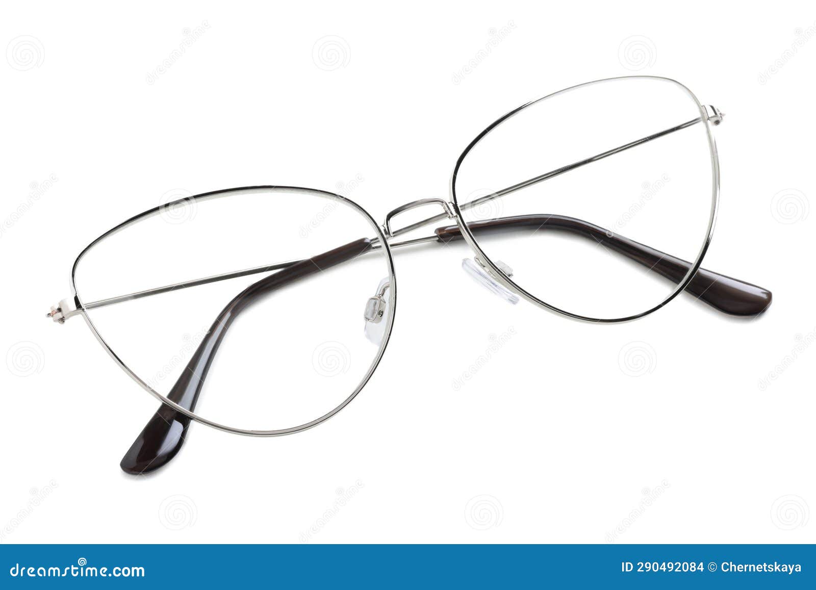 Stylish Glasses with Metal Frame Isolated on White Stock Photo - Image ...