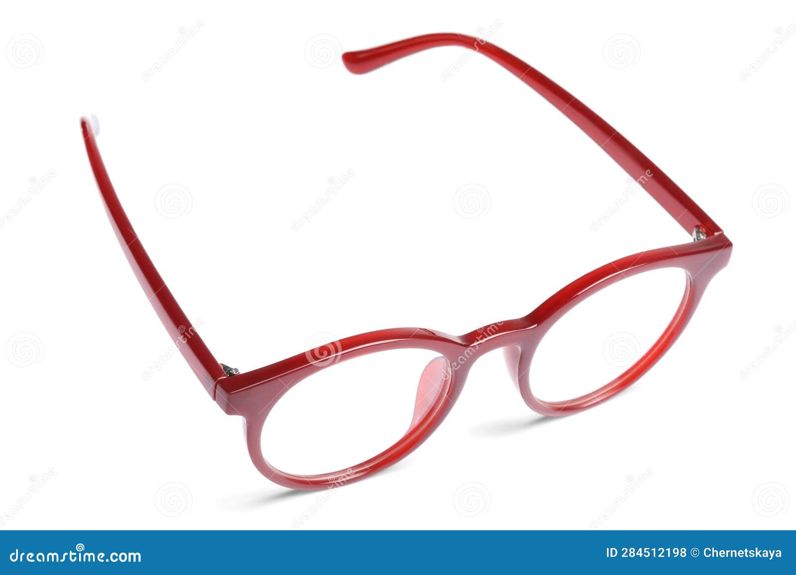 Stylish Glasses with Red Frame Isolated on White Stock Photo - Image of ...