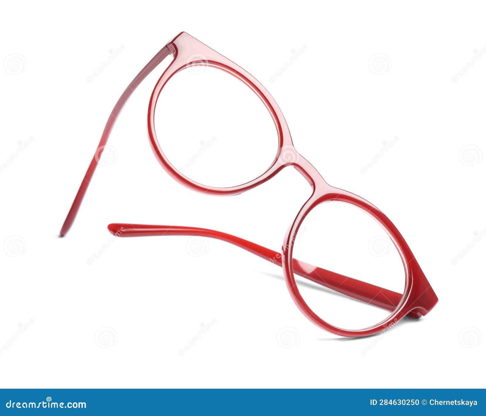 Stylish Glasses with Red Frame Isolated on White Stock Photo - Image of ...