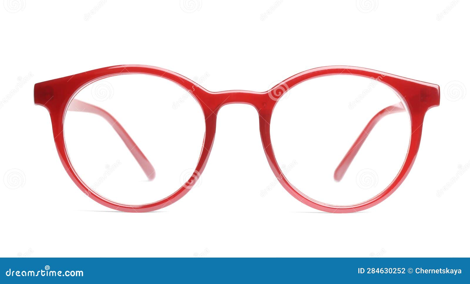 Stylish Glasses with Red Frame Isolated on White Stock Photo - Image of ...