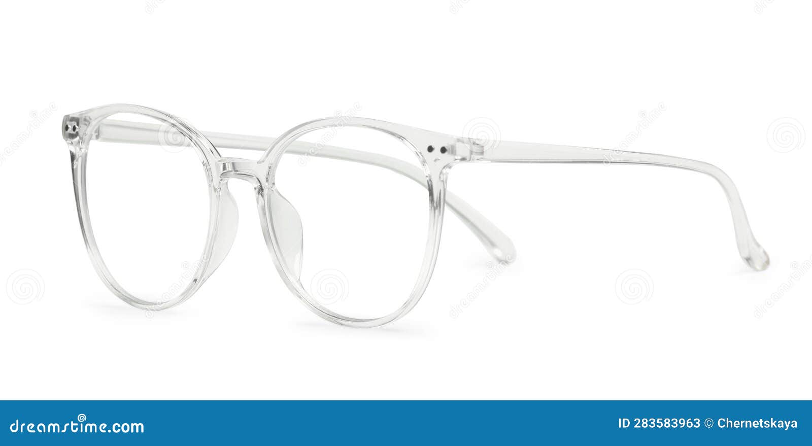 Stylish Glasses with Transparent Frame Isolated on White Stock Image ...