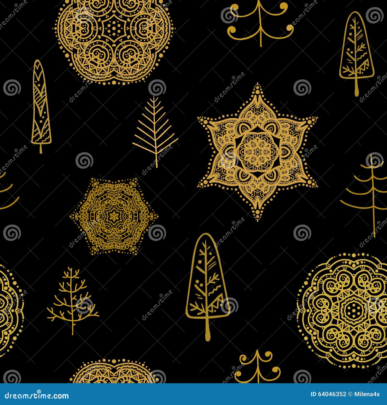 Stylish Gold Merry Christmas Seamless Pattern with Stock Vector ...