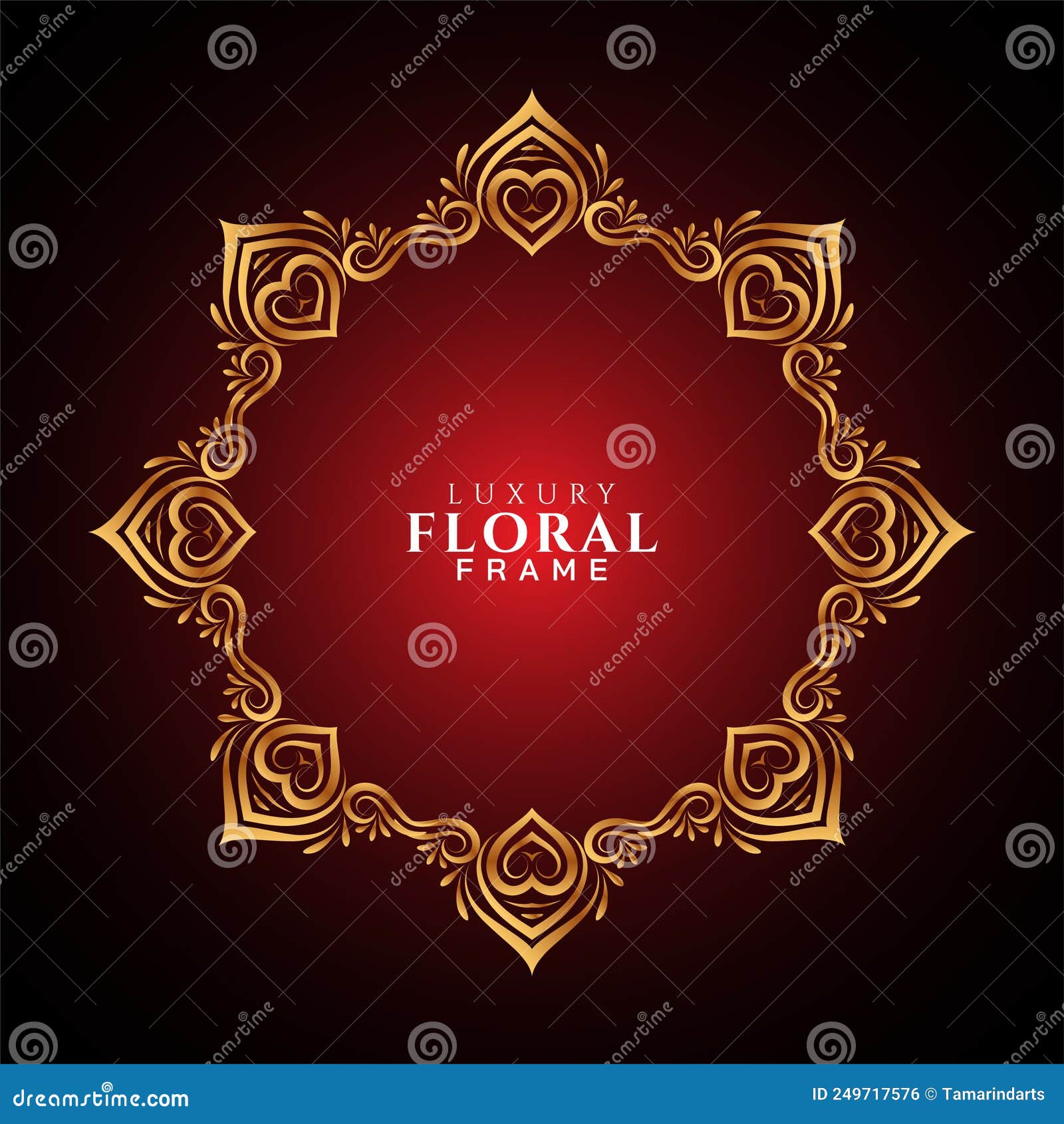 Stylish Golden Frame Design Red Background Stock Vector - Illustration ...
