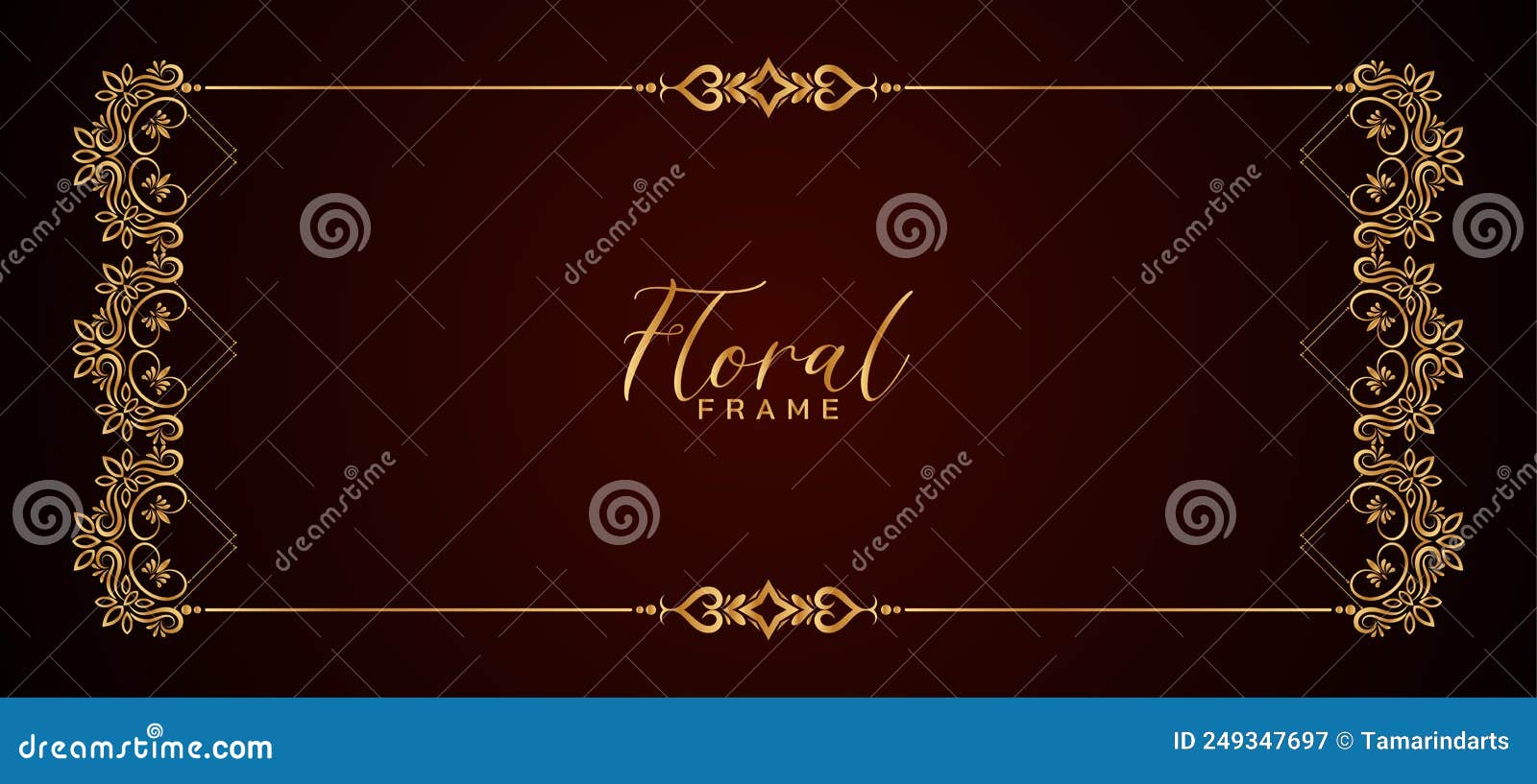 Stylish Golden Frame Floral Red Banner Design Stock Vector ...