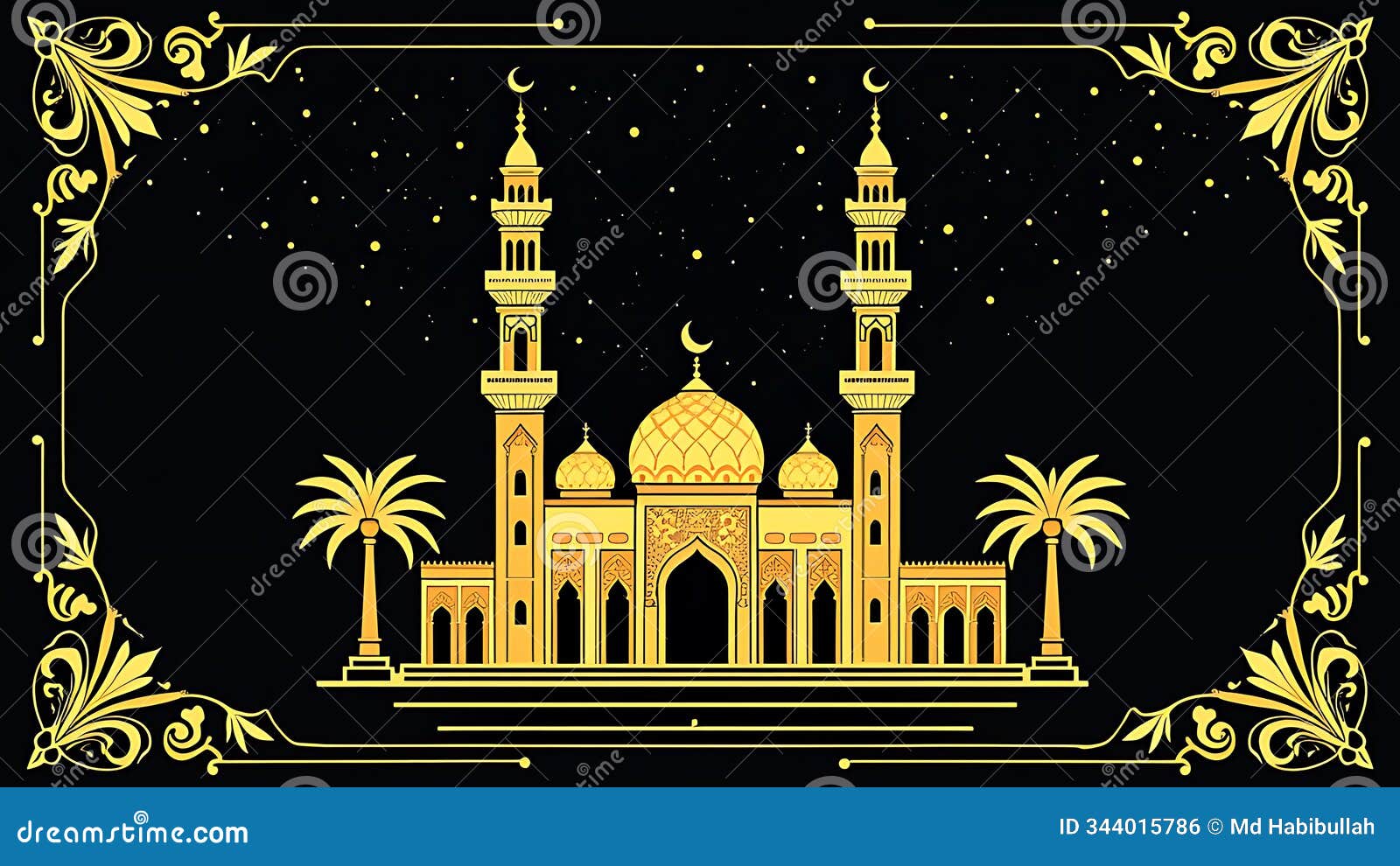 Stylish Golden Mosque Design Islamic Banner Stock Illustration ...