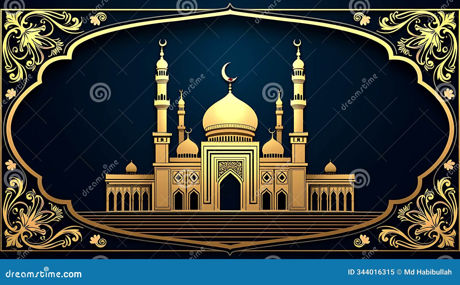 Stylish Golden Mosque Design Islamic Banner Stock Illustration ...