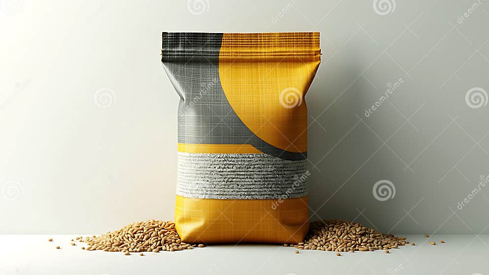Stylish Grain Packaging Design with Scattered Seeds Stock Illustration ...