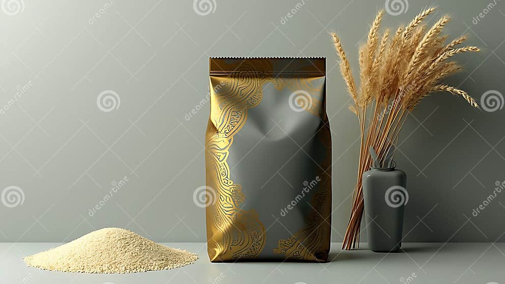 Stylish Grain Packaging Design with Scattered Seeds Stock Illustration ...