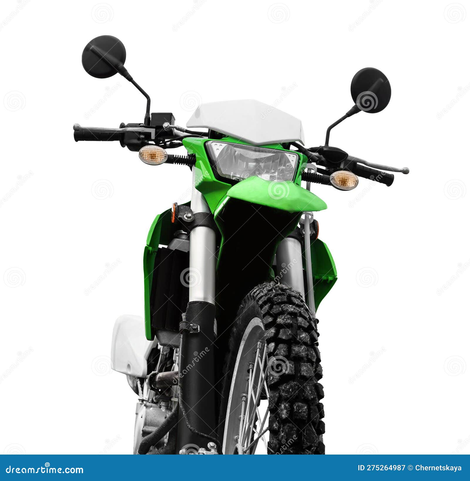 Stylish Green Cross Motorcycle on White Background Stock Image - Image ...