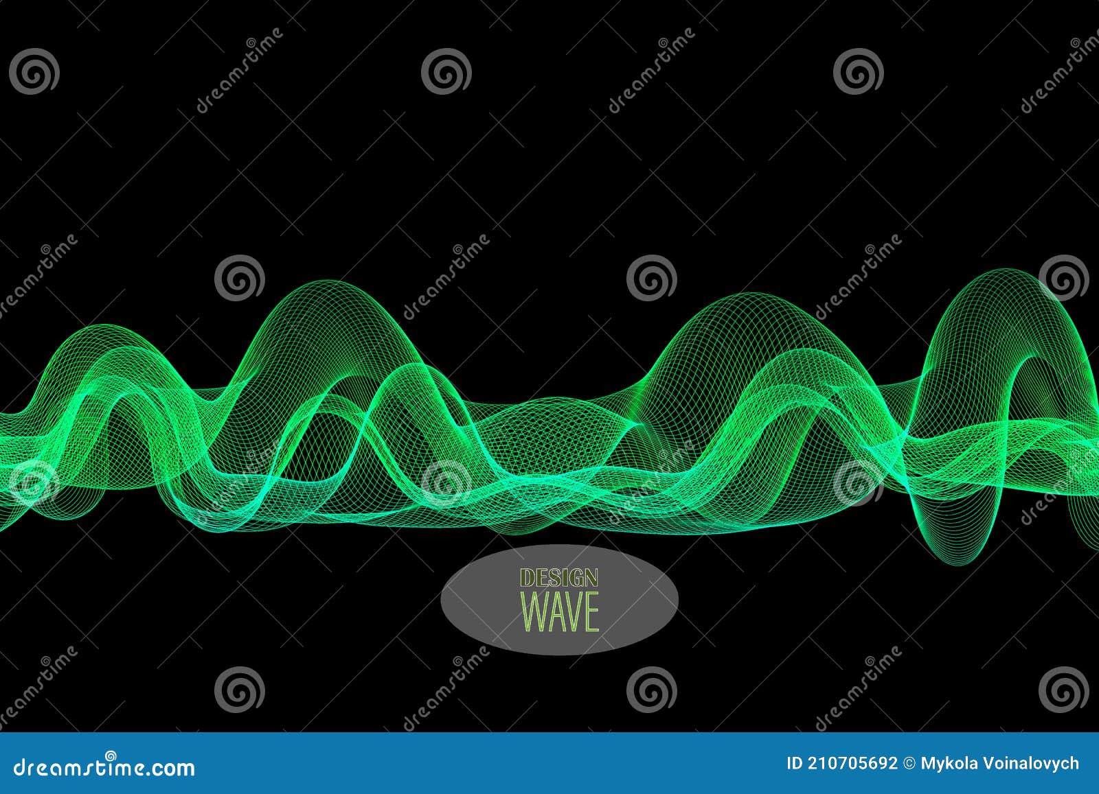 Stylish Green Horizontal Wave. Abstract Smoky Wave Line Background ...