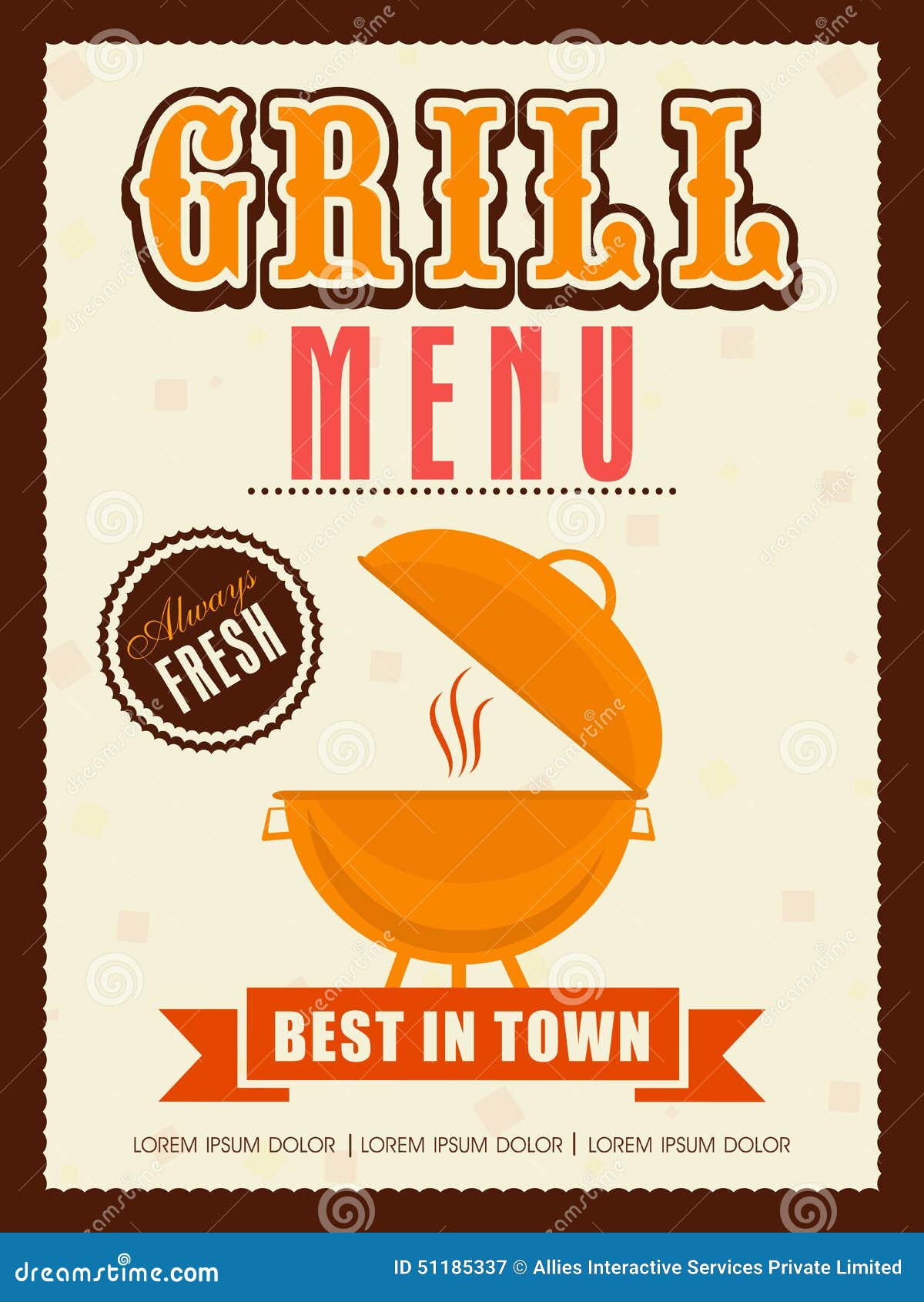 Stylish Grill Menu Card, Template or Flyer Design. Stock Illustration ...