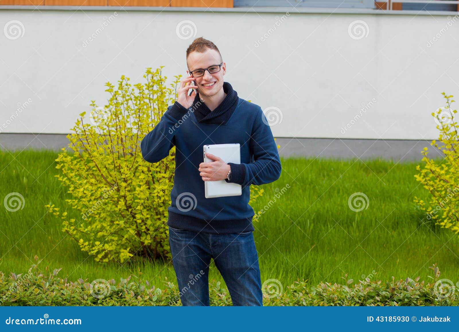 Stylish Guy Connected on Internet with Tablet and Mobile Phone I Stock ...