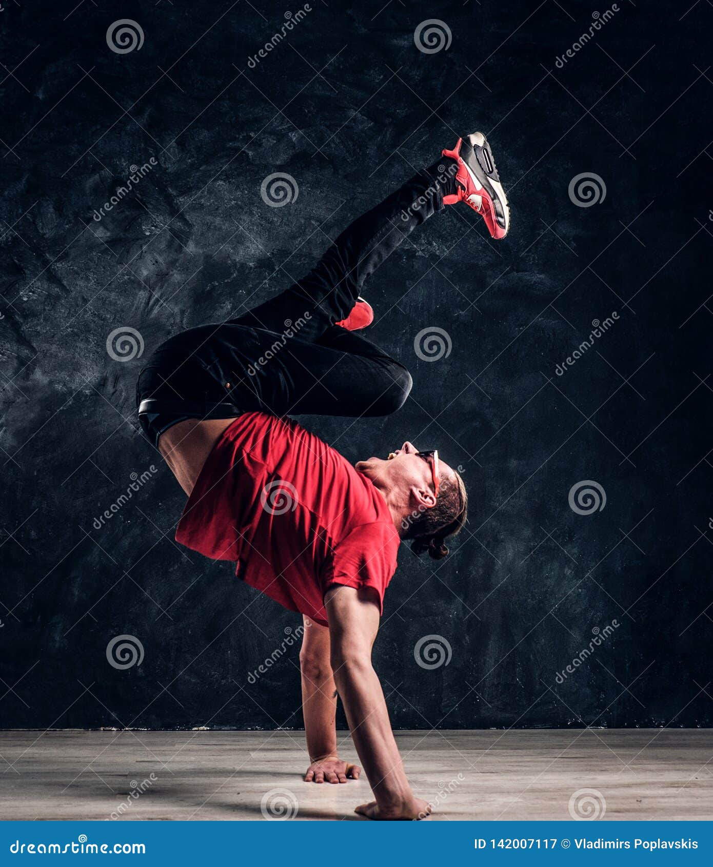 Stylish Guy Performs Breakdance Acrobatic Elements. Stock Image - Image ...