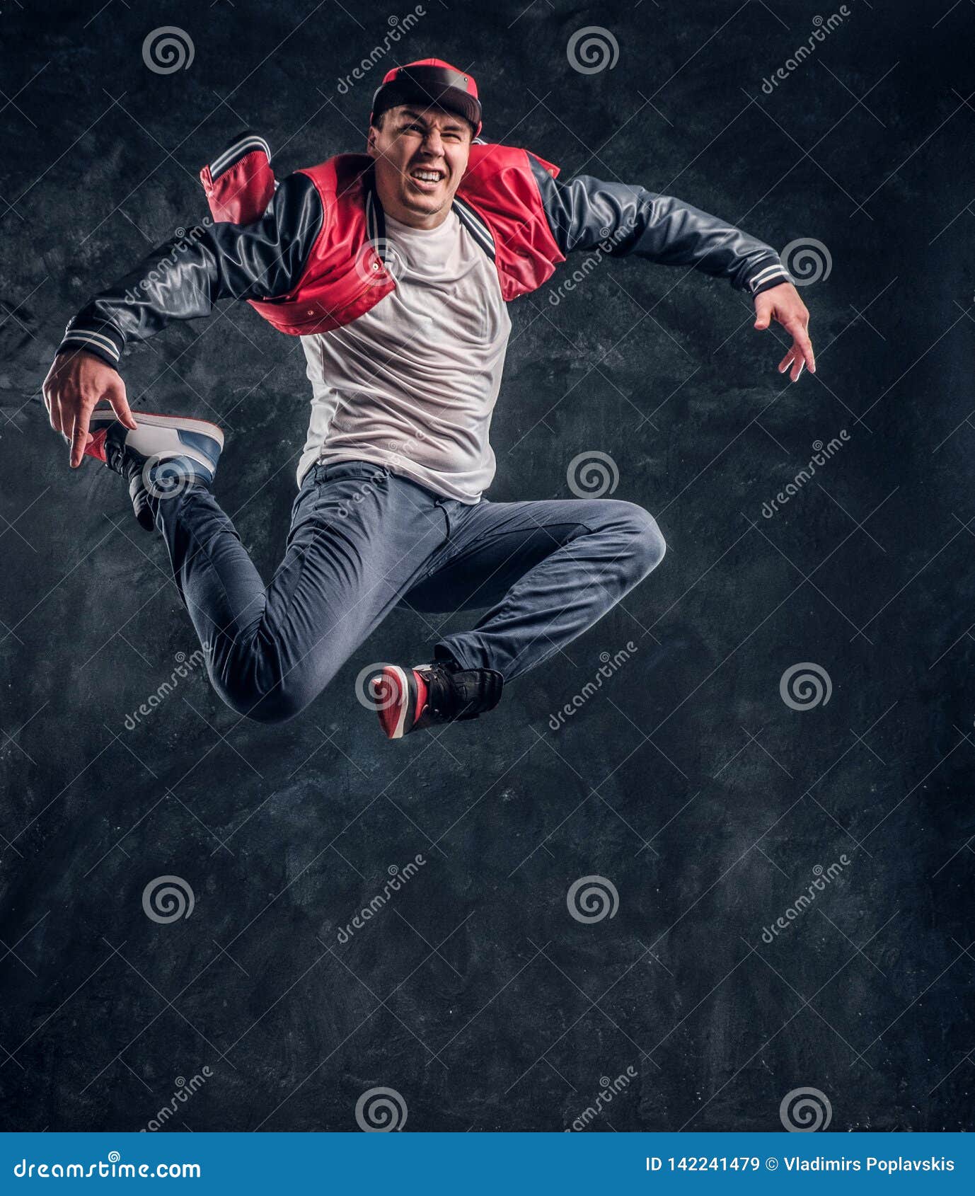 Stylish Guy Performs Breakdance Acrobatic Elements. Stock Image - Image ...