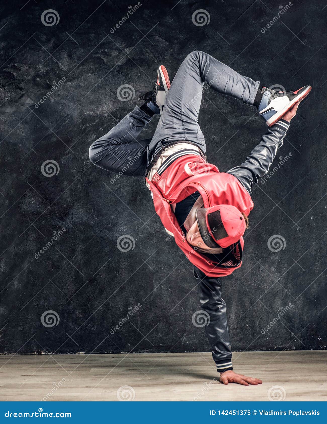 Stylish Guy Performs Breakdance Acrobatic Elements. Stock Image - Image ...