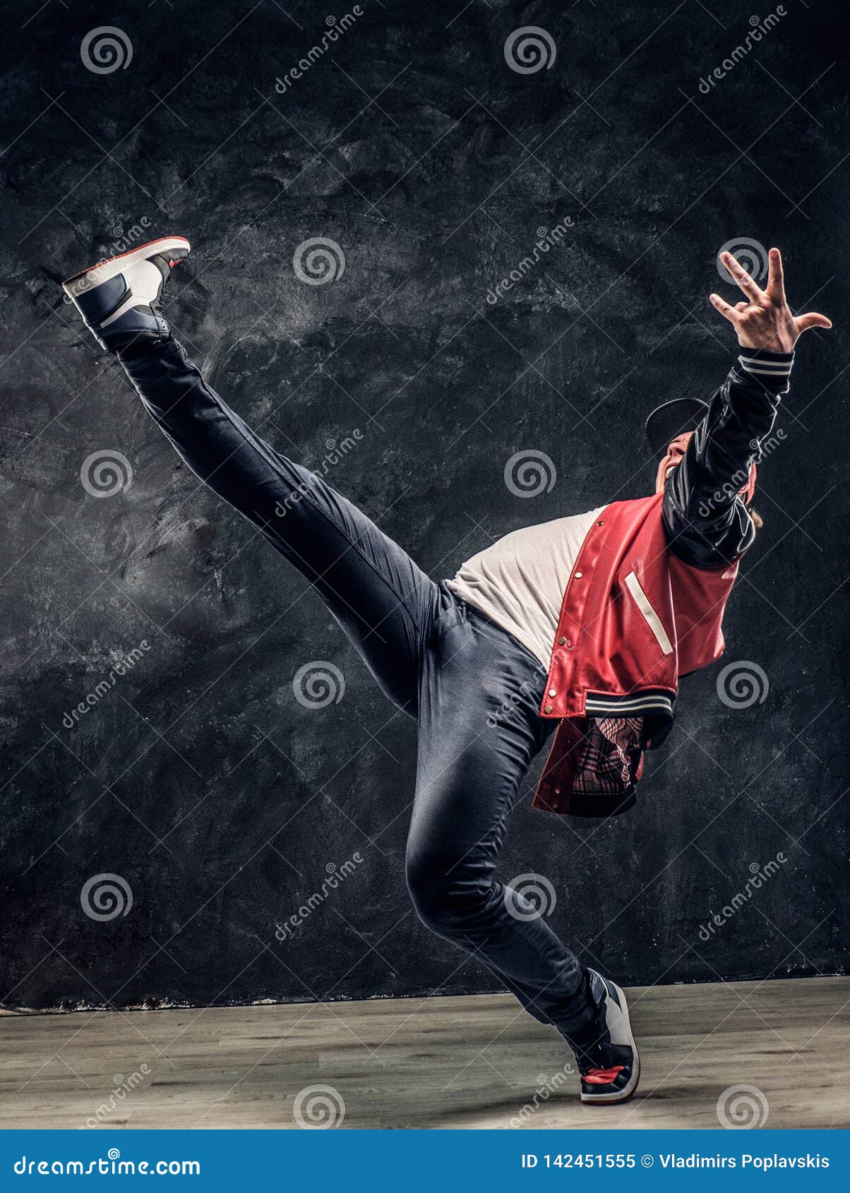 Stylish Guy Performs Breakdance Acrobatic Elements. Stock Image - Image ...