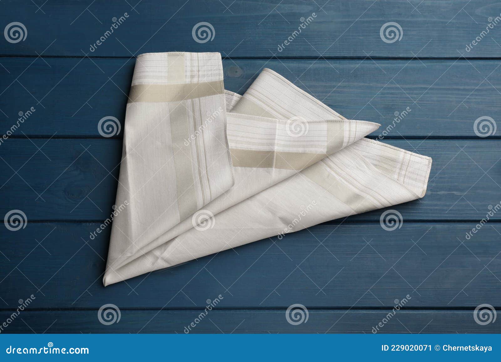 Stylish Handkerchief on Blue Wooden Table, Top View Stock Image - Image ...